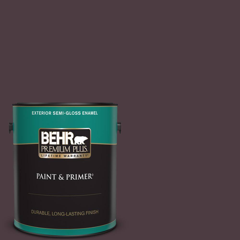 BEHR PREMIUM PLUS 1 gal. #T18-04 Nocturne Shade Semi-Gloss Enamel ...