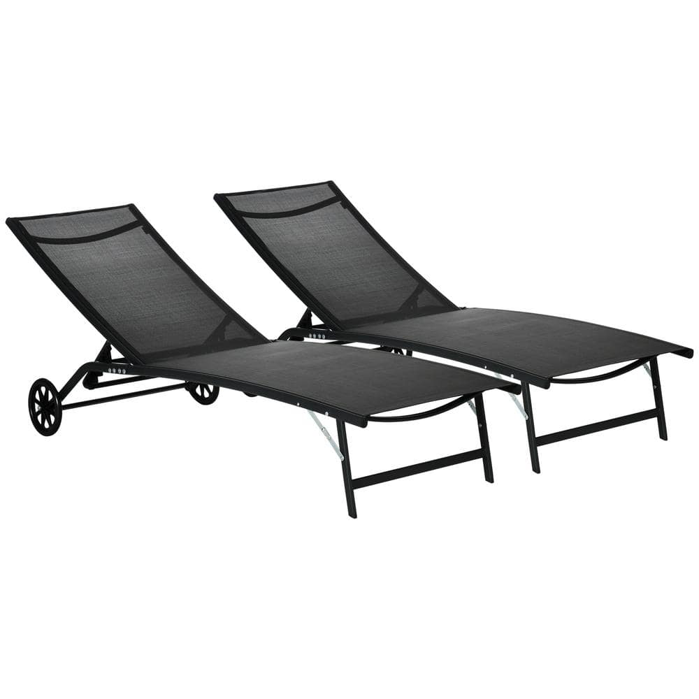 ITOPFOX 2-Piece Metal Outdoor Chaise Lounge with Mesh Fabric Seat ...