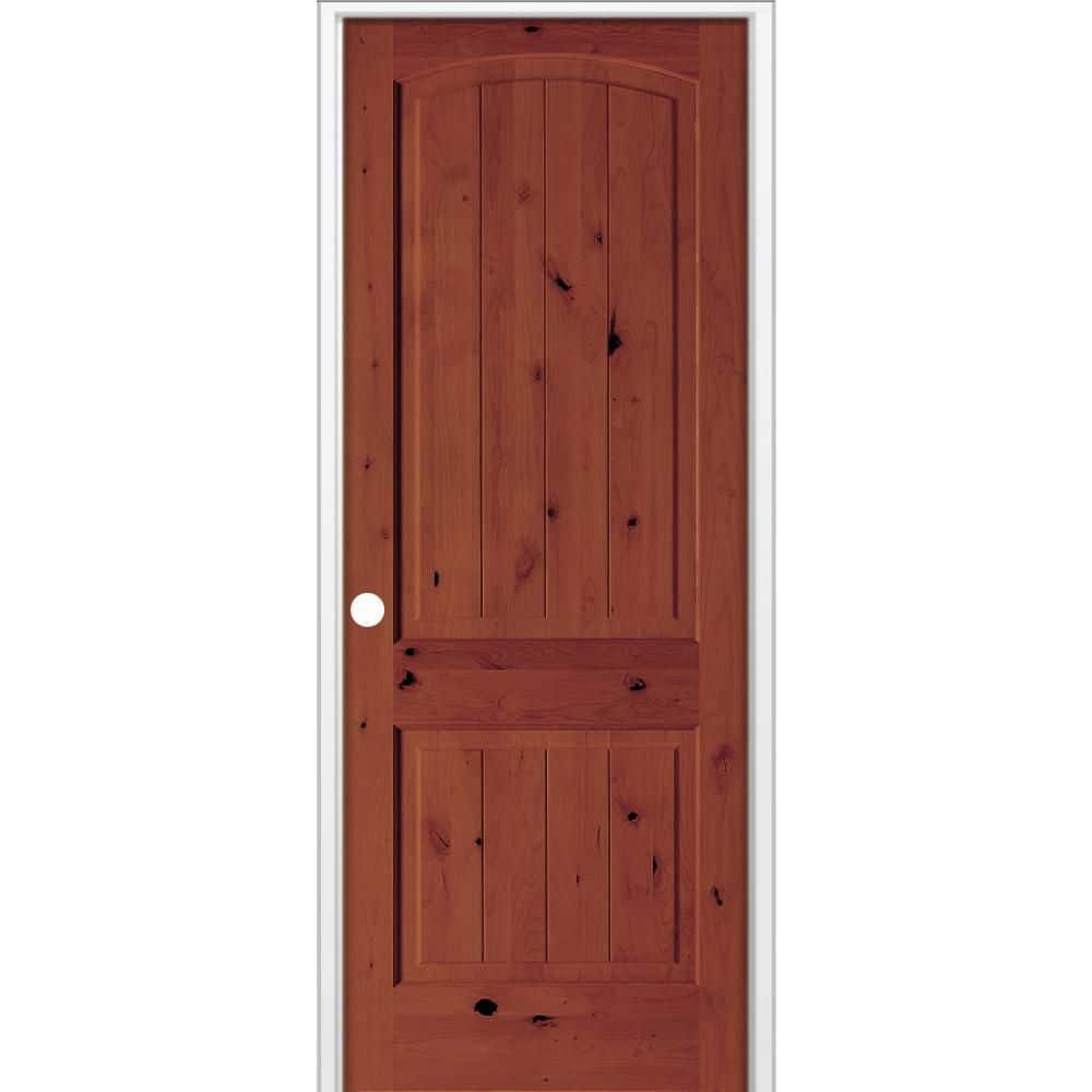 Krosswood Doors 18 in. x 96 in. Rustic 2-Panel Arch Top VG Right-Hand ...