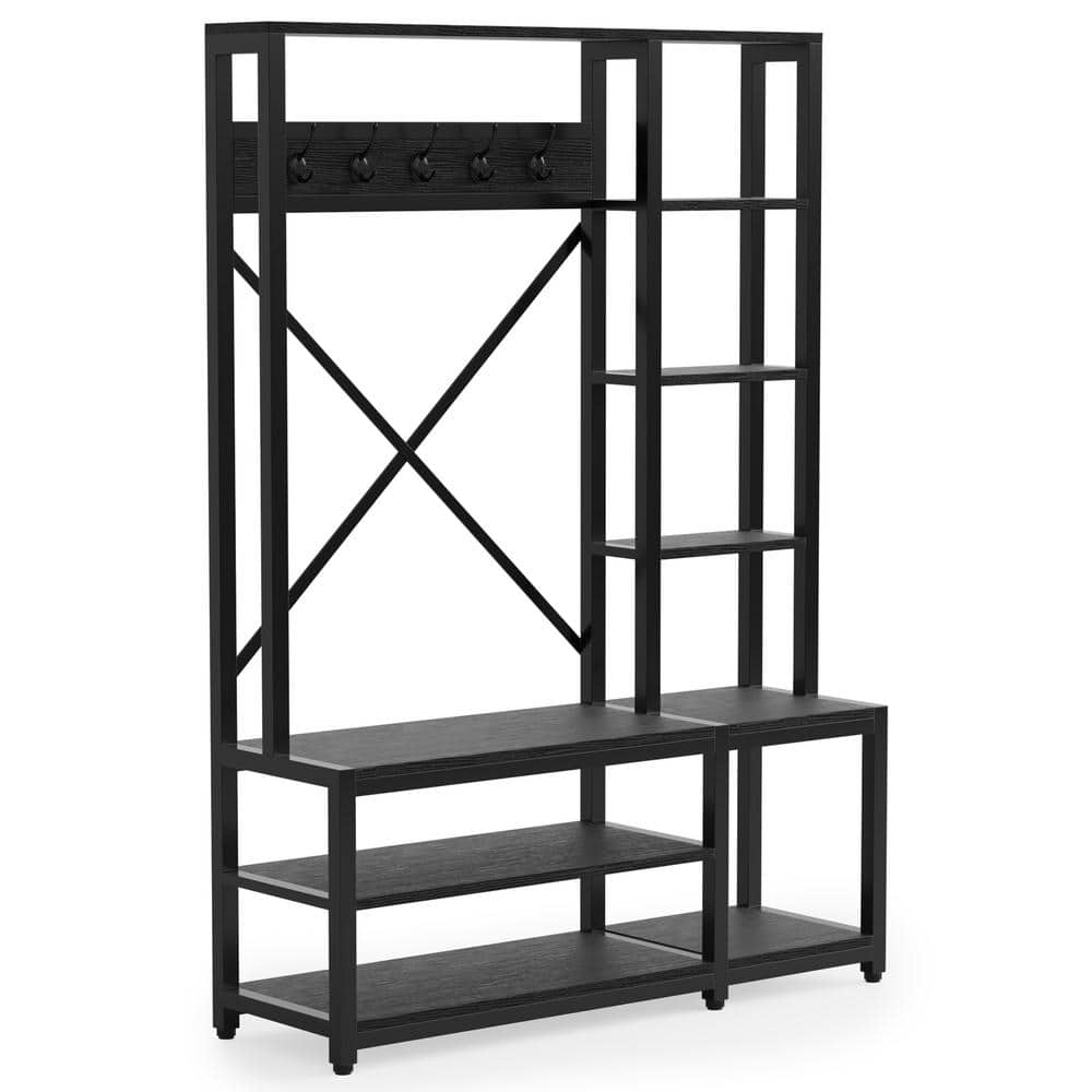 TRIBESIGNS WAY TO ORIGIN Billie Black Wood Hall Tree with Side Storage ...