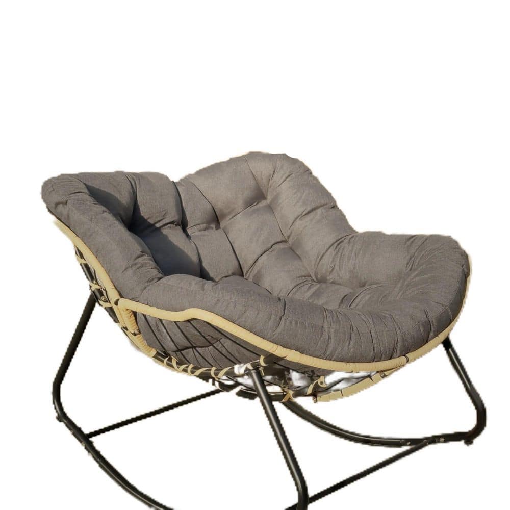 maocao hoom Metal Outdoor Rocking Chair, Patio Egg Rocking Chair ...