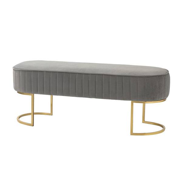 ARTFUL LIVING DESIGN Clara Grey Wide Bench with Metal Legs 48 in ...
