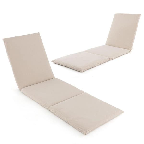 Mecale Beige Solid Foam Tri-Fold Chaise Lounge Chair Pad Seat Cushion ...