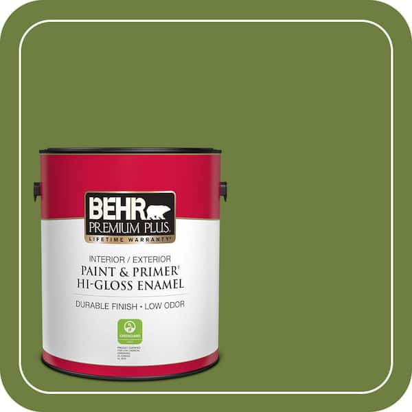 BEHR PREMIUM PLUS 1 gal. #410D-6 Moss Landing Hi-Gloss Enamel Interior ...
