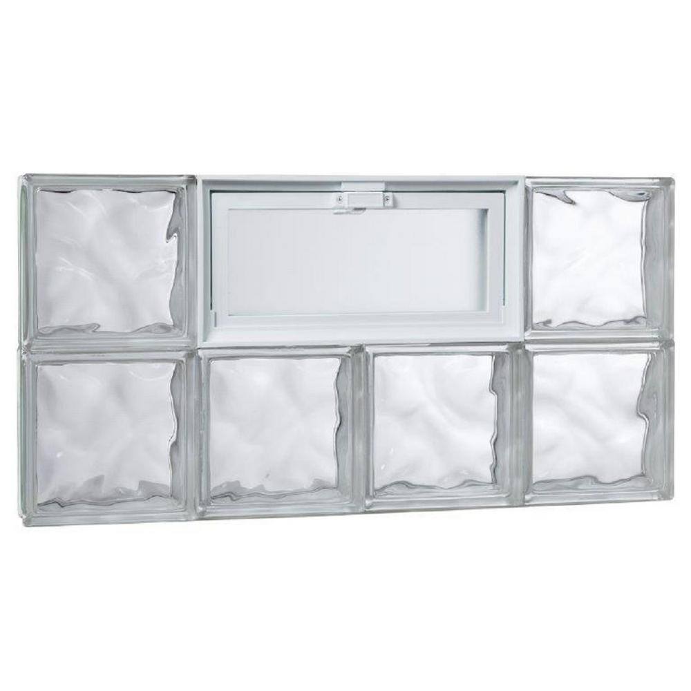 TAFCO WINDOWS 31 in. x 15.75 in. x 3.125 in. Wave Pattern Glass Block ...