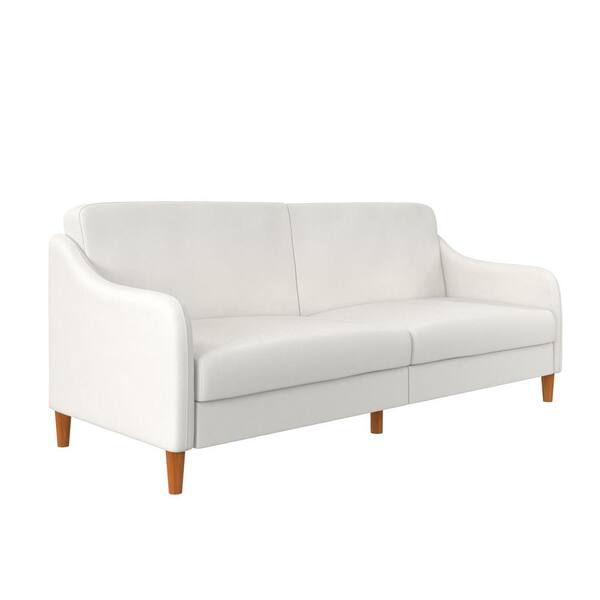 DHP Jalen White Faux Leather Coil Futon DE99866 - The Home Depot