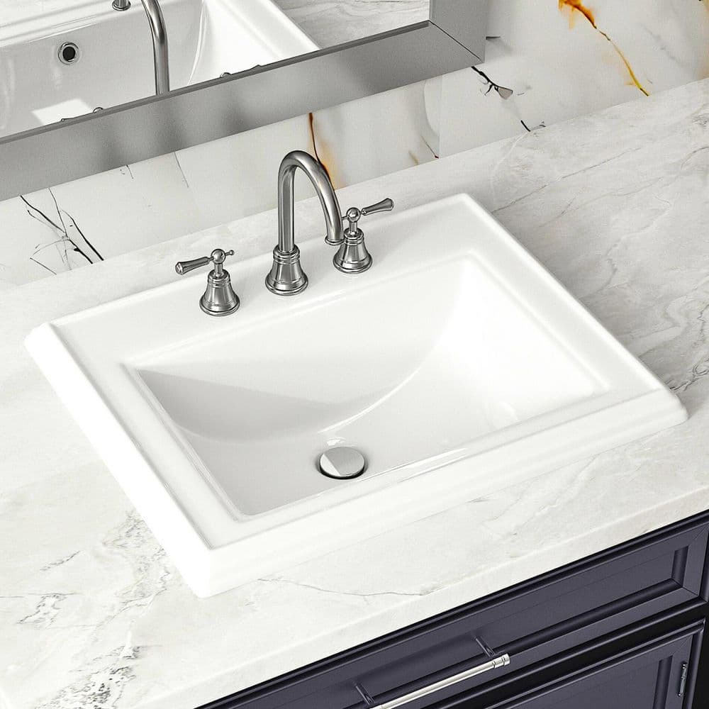 Los Flexi Drop in Bathroom Sink 23 in. x 18 in. White Ceramic ...