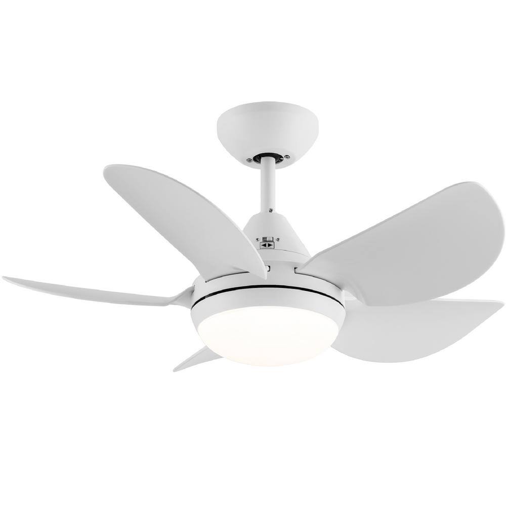PUDO 30 in. Integrated LED Indoor White Ceiling Fan Lighting with 5 ABS ...