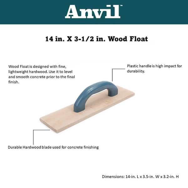 Anvil 14 in. X 3-1/2 in. Wood Hand Float 57472 - The Home Depot