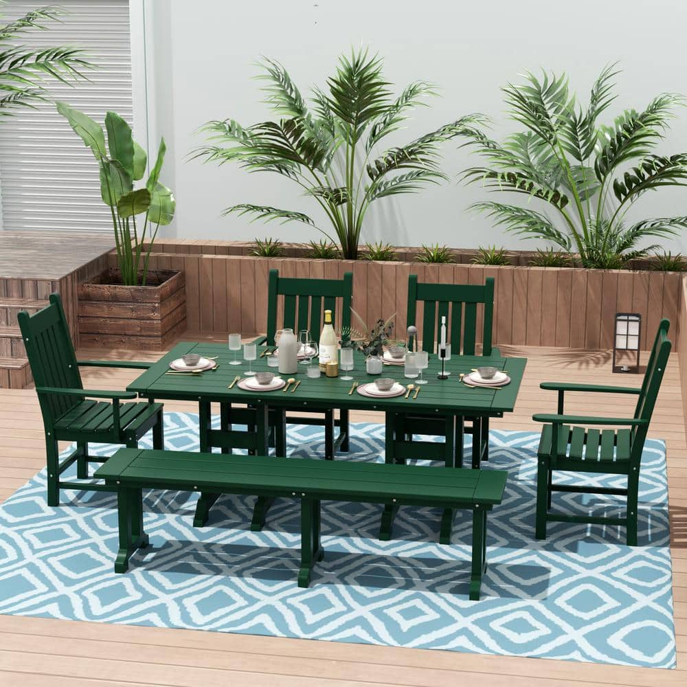 WESTIN OUTDOOR Hayes 6-Piece HDPE Plastic Outdoor Patio Rectangle Table ...