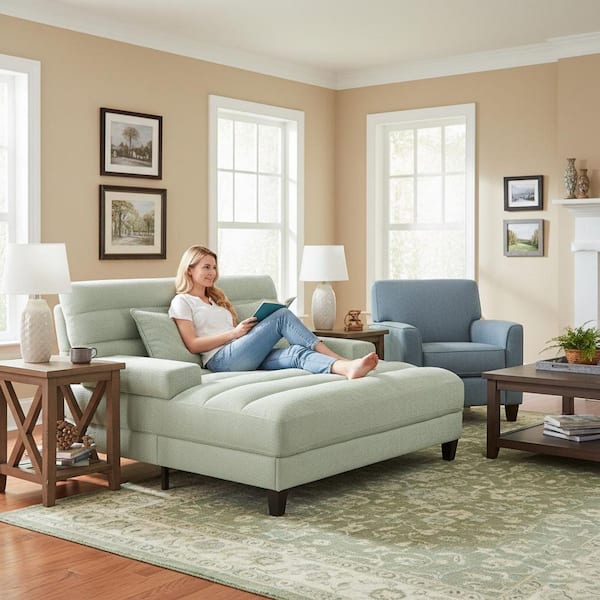 Homy Casa GDRA 57.1 in. Celadon Green Chenille Full Size Adjustable ...