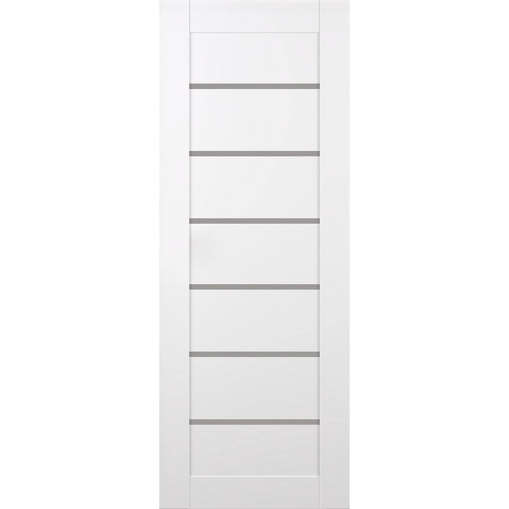 Belldinni Alba 28 in. x 84 in. No Bore 7-Lite Frosted Glass Snow White ...