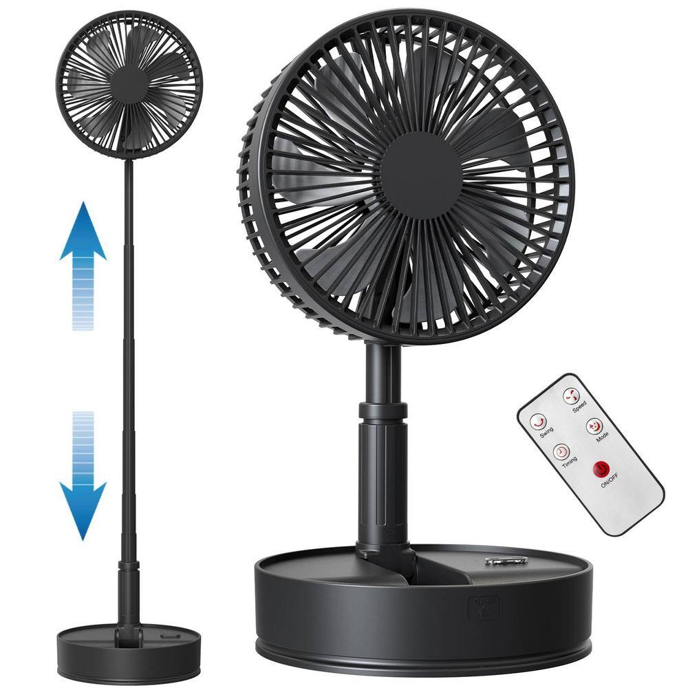 Adrinfly Foldaway Oscillating 8 in. 4 Fan Speeds Desk Fan in Black with ...