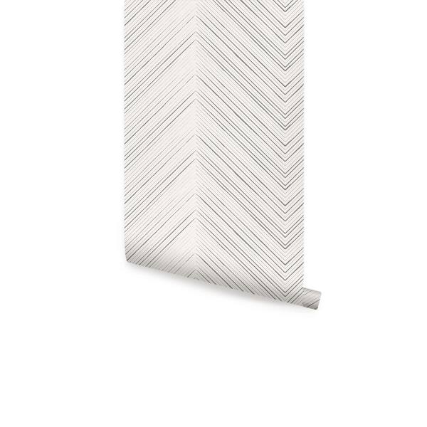 Chevron Lines Grey Peel and Stick Vinyl Wallpaper W9041-Vinyl-Grey-216 ...