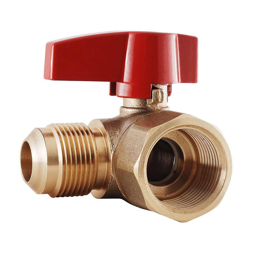 PLUMBFLEX 1/2 in. Flare x 1/2 in. Brass FIP Angle Gas Ball Valve ...