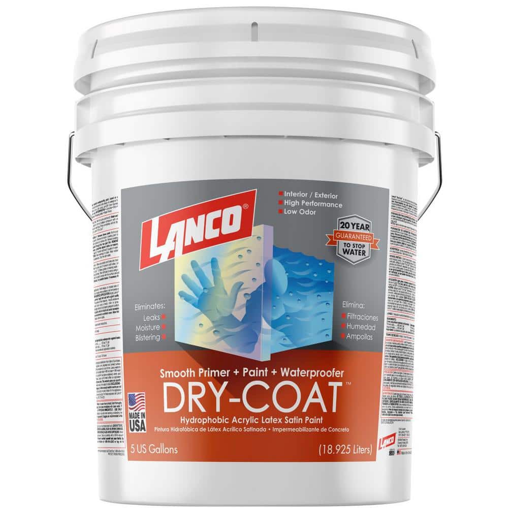Lanco Dry-Coat 5 gal. White and Paste Satin Acrylic-Latex Interior and ...