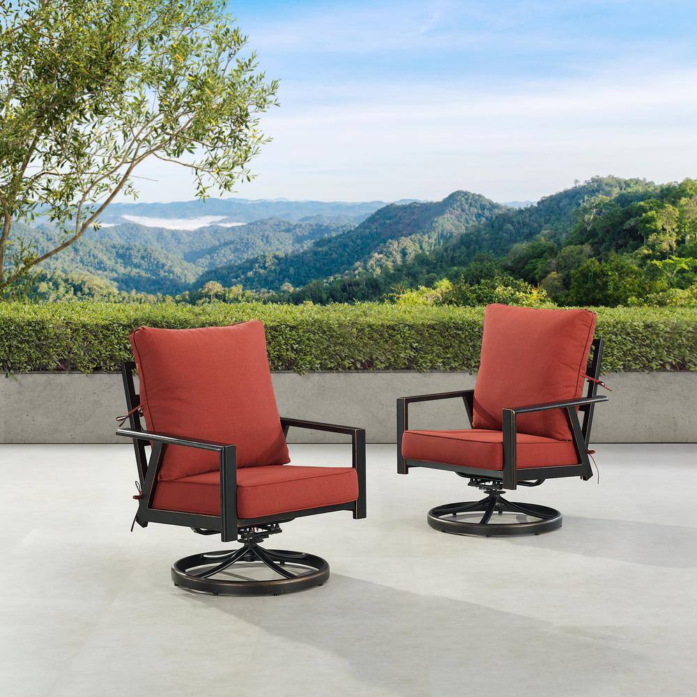 Oakland Living Pair of Black Aluminum Deep Seating Swivel Rocker Club ...