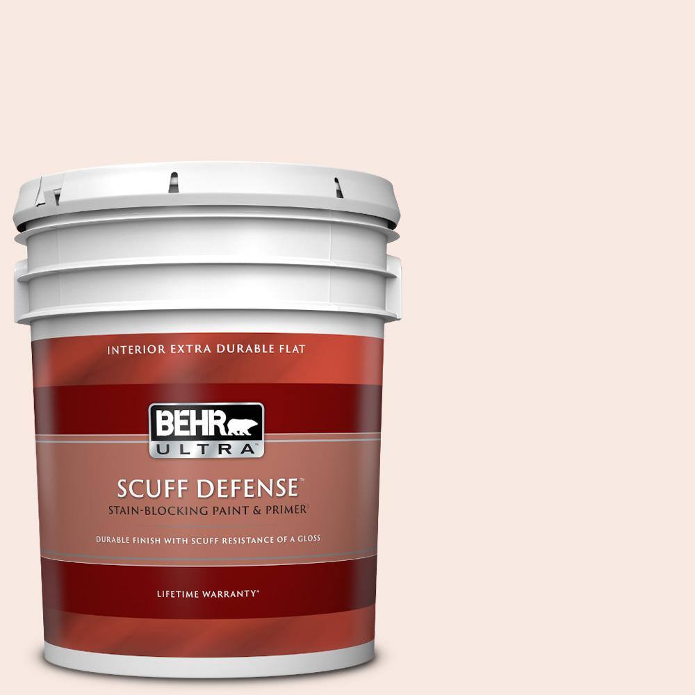 BEHR ULTRA 5 gal. #200C-1 Hush Pink Extra Durable Flat Interior Paint ...