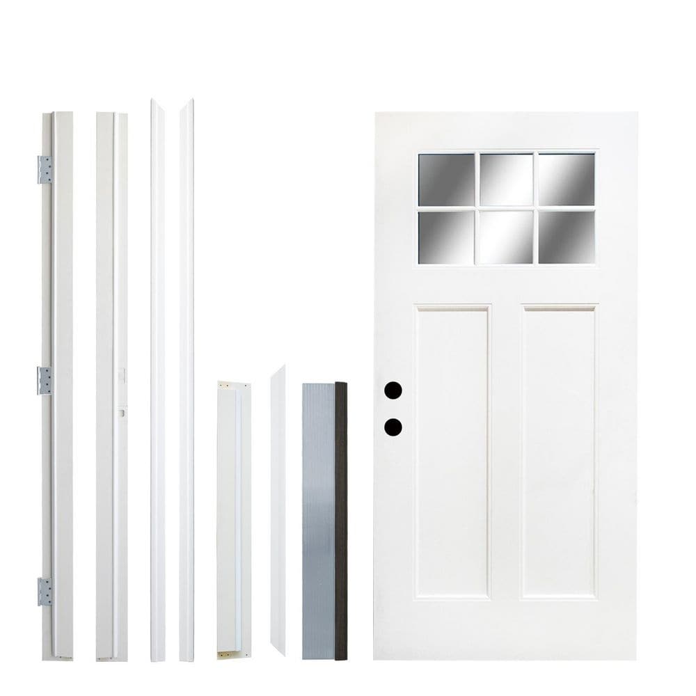 Helhom 36 in. x 80 in. Right Hand Inswing White Fiberglass Prehung ...