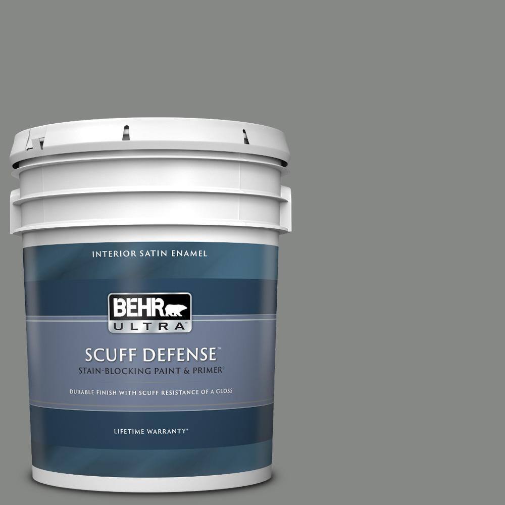 BEHR ULTRA 5 gal. #PPU25-17 Euro Gray Extra Durable Satin Enamel ...