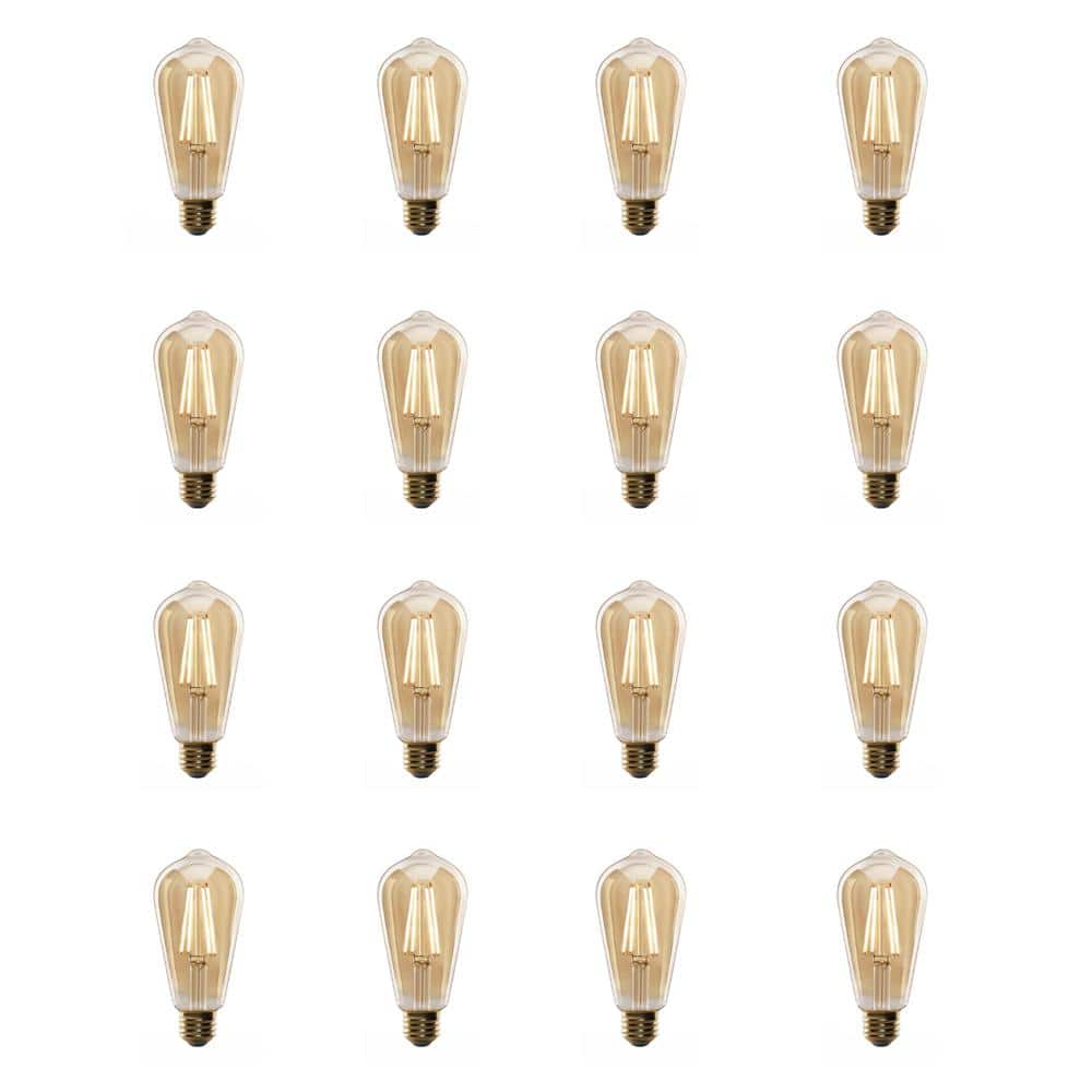 Feit Electric 60-Watt Equivalent ST19 Dimmable Straight Filament Amber ...