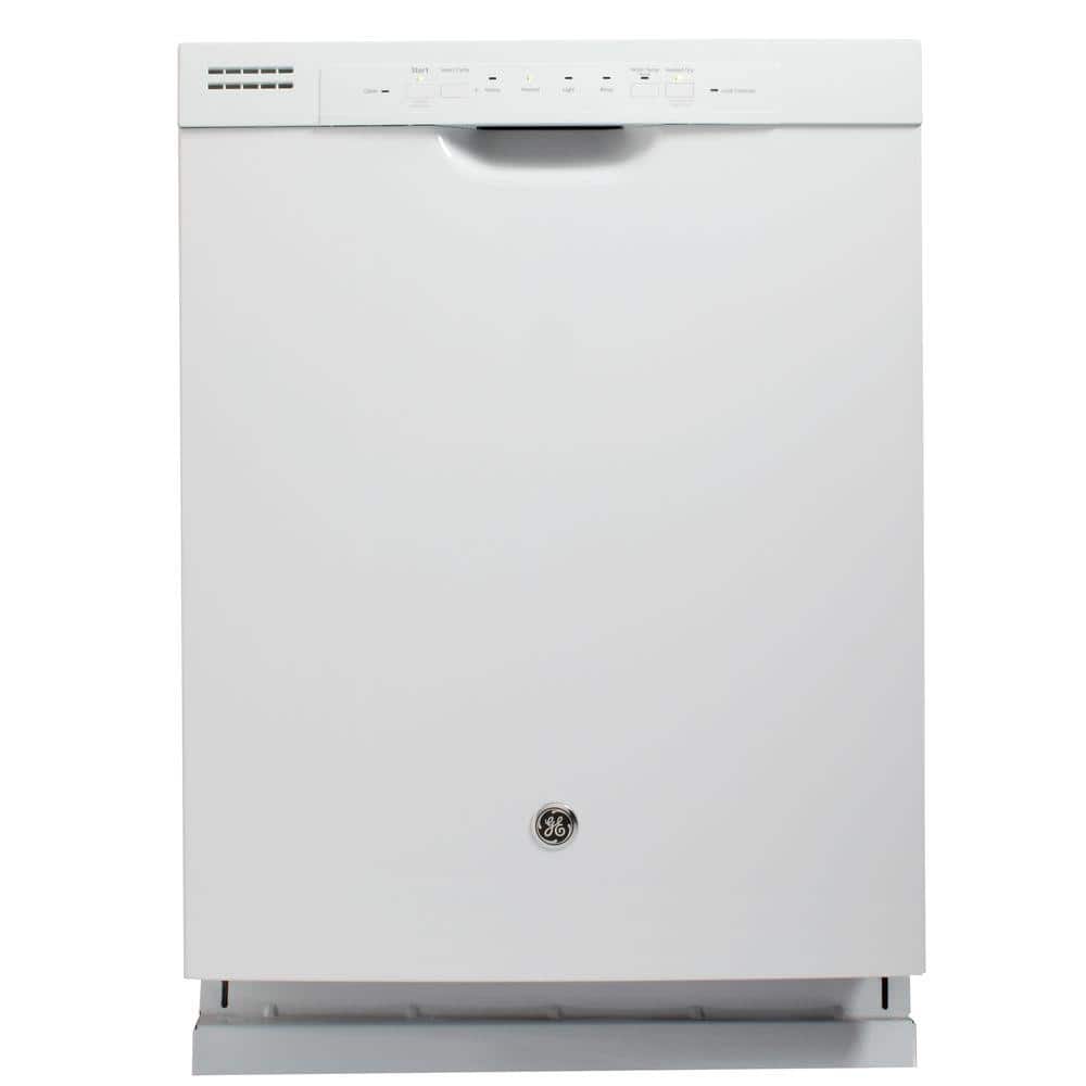GE 24 in. White Front Control Built-In Tall Tub Dishwasher with 55 dBA ...