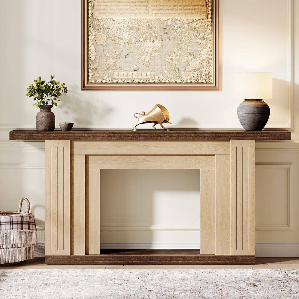 TRIBESIGNS WAY TO ORIGIN Benjamin 71 in. Natural Wood Color Rectangle ...