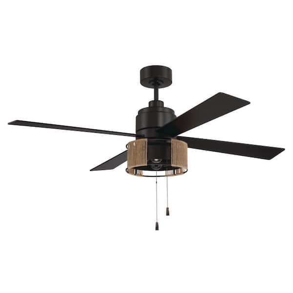 CRAFTMADE Kensey 52 in. Indoor Flat Black Dual Mount Standard Ceiling ...