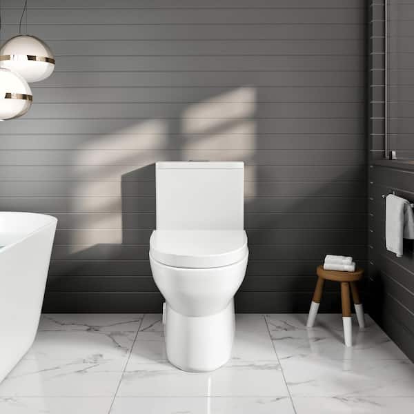 Eviva Scale 1-Piece 1.2 GPF Dual Flush Elongated Toilet in Glossy White ...