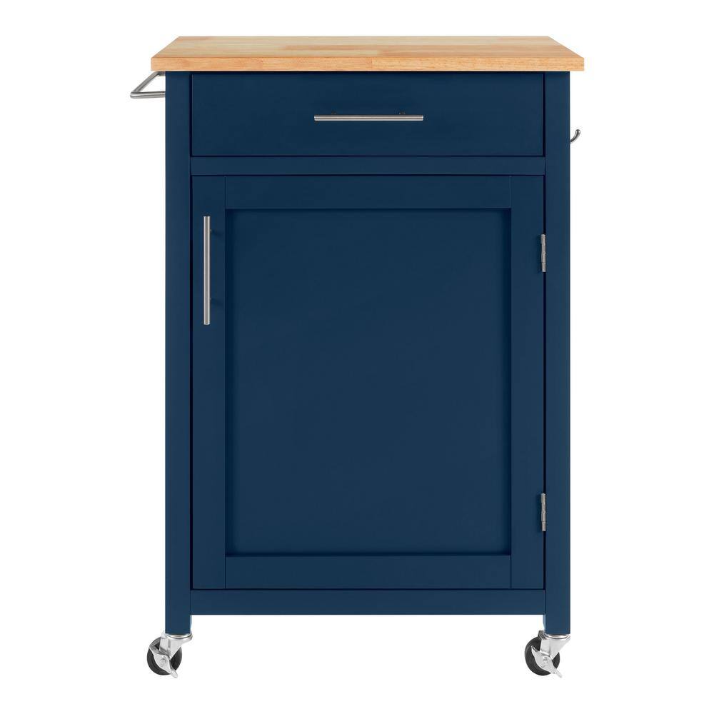 StyleWell Glenville Small Midnight Blue Rolling Kitchen Cart with ...