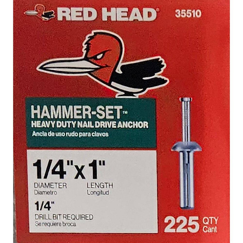 Red Head 1/4 in. x 1 in. Hammer-Set Nail Drive Concrete Anchors (225 ...