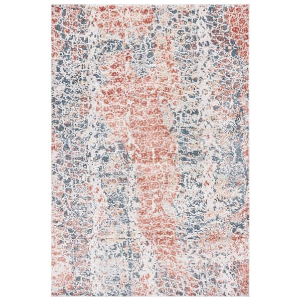 SAFAVIEH Invista 4 ft. x 6 ft. Navy/Rust Distressed High-Low Area Rug ...