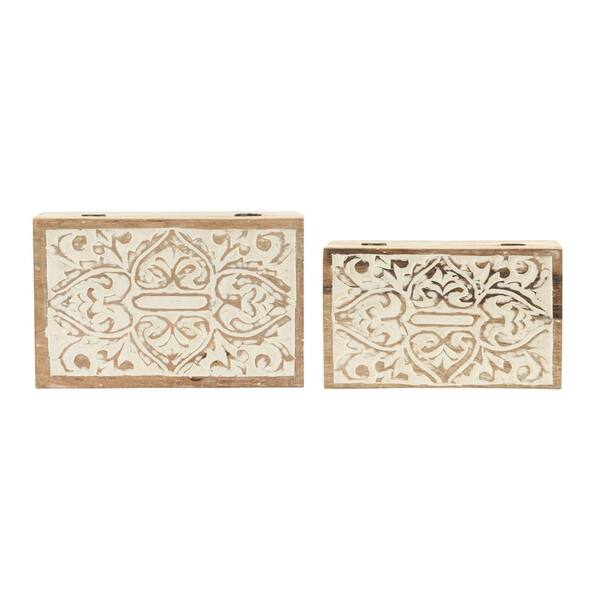 Storied Home Rectangle Mango Wood Decorative Box with Lid (Set of 2 ...