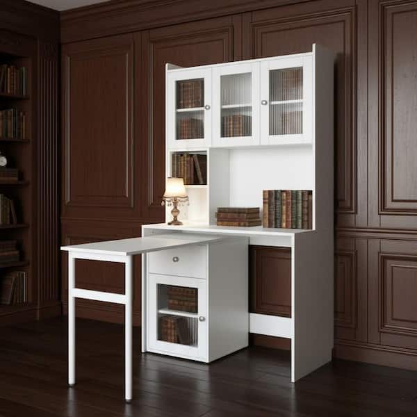 Homy Casa NOKP 70.87 in. Tall Pearl White Particle Board Barrister ...