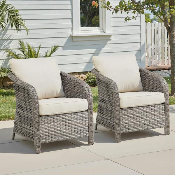 moosprr Nest Barrel Light Gray Wicker Outdoor Lounge Chairs with Olefin ...