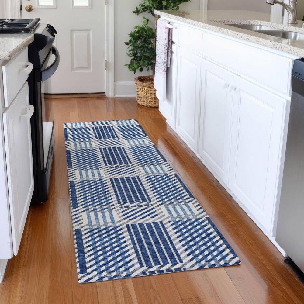 Addison Rugs Mayfield Premium Machine Washable Abstract AMF1000 Navy 2 ...