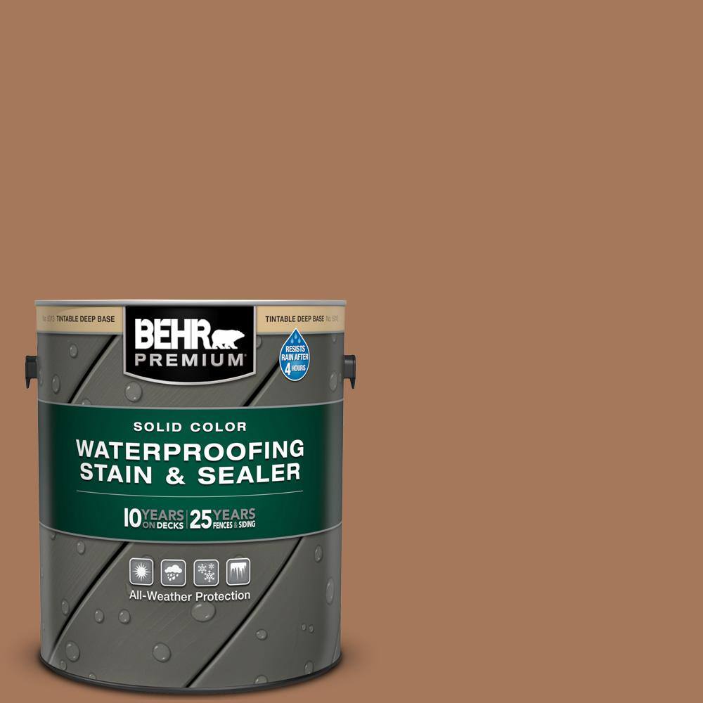 BEHR PREMIUM 1 gal. #SC-146 Cedar Solid Color Waterproofing Exterior ...