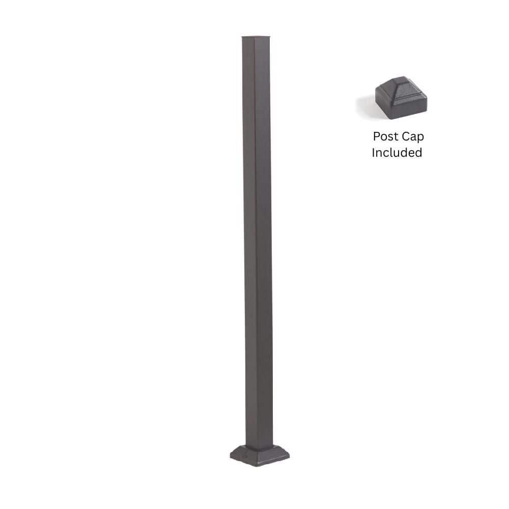 FORTRESS Fe26 2 in. x 45.5 in. Black Steel Railing Blank Post with Cap ...