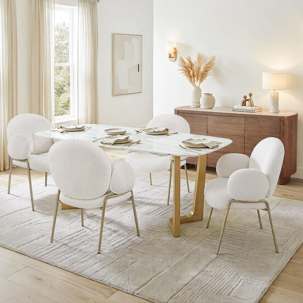 Spruce & Spring Raymond Champagne Stainless Steel Golden Marble 4 Legs ...