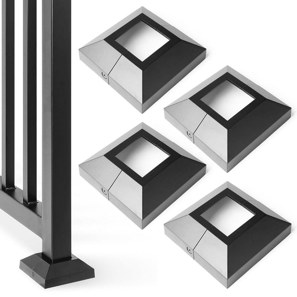 Afoxsos Black Aluminum Split Deck Post Skirt Cover for Railing Stairs ...