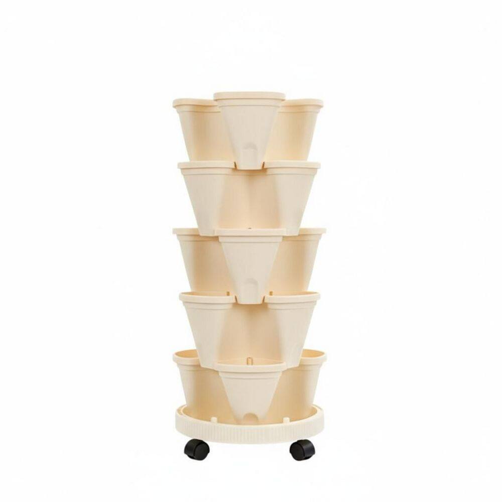 10 qts. Plastic Stackable Vertical Garden Planter Set, Planter Tower ...