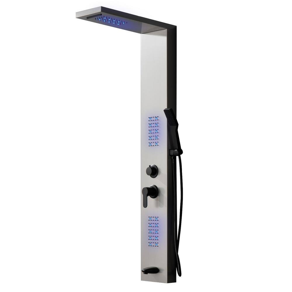 Homemystique 4 In One 2 Jet Shower Panel Tower System With Led Rainfall