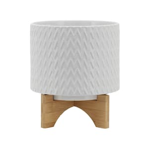 9.1 in. W x 9.4 in. H 1 qt. White Ceramic Corrientes Fishbowl Planter ...