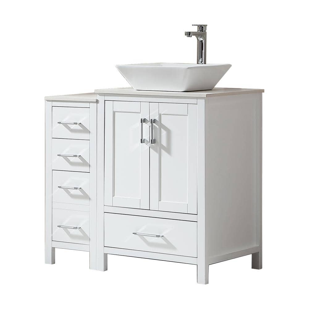 Maincraft 36 in. W x 22 in. D x 38.7 in. H Bath Vanity in White with ...