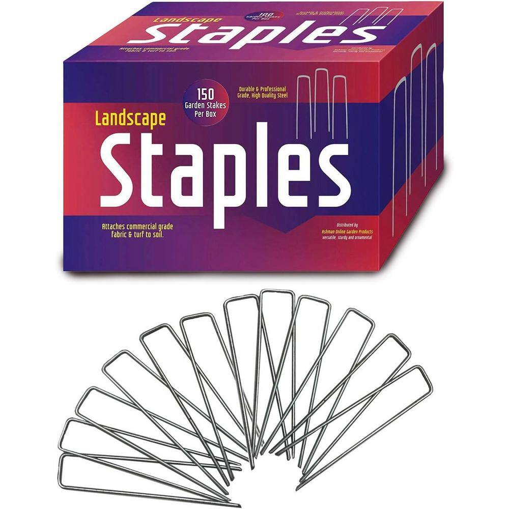 Ashman Online Ashman 150-Count Galvanized Garden Stakes Landscape Staples and Fence Sod Staples ...