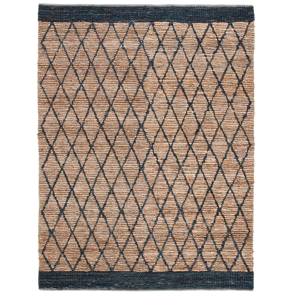 SAFAVIEH Natural Fiber Beige/Black 8 ft. x 10 ft. Border Multi-Diamond ...