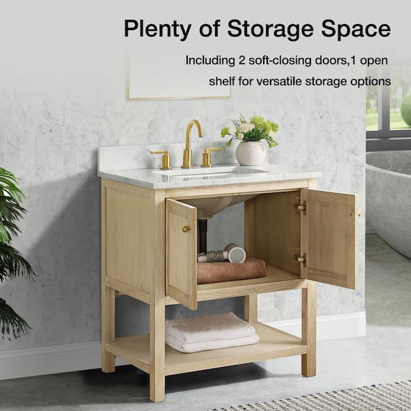 Home Decorators Collection Arcott 31 in. Single Sink Fluted Natural ...