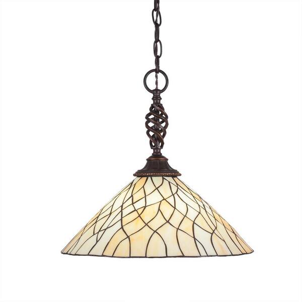 Bridgewater 100-Watt 1-Light Dark Granite Shaded Pendant Light with 16 ...