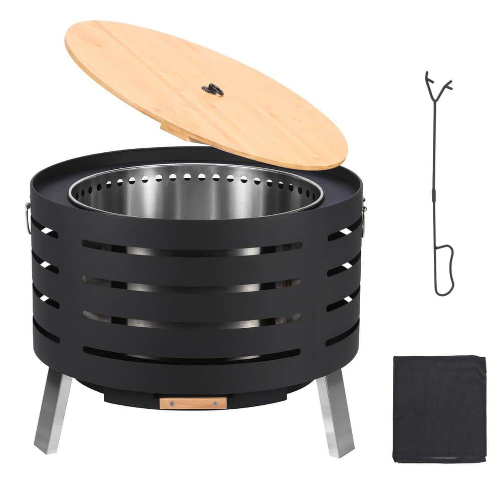26 in. Stainless Steel Smokeless Outdoor Fire Pit with 360° Air Intake ...