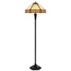 CAL Lighting Tiffany 60 in. H 2 Light Black Metal Tiffany Floor Lamp BO ...
